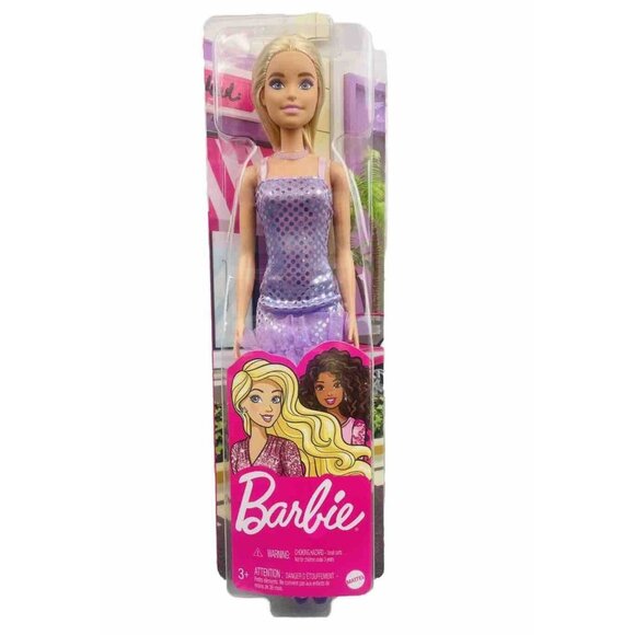 Barbie | Toys | Barbie Doll In Lavender Metallic Polka Dot Mini Dress 3 ...